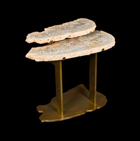 Bonhams : Double-nested White Agate Table by Brenda Houston