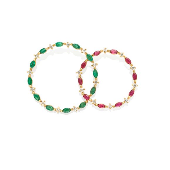 Bonhams : Gold, Ruby, Emerald and Diamond Circle Brooch