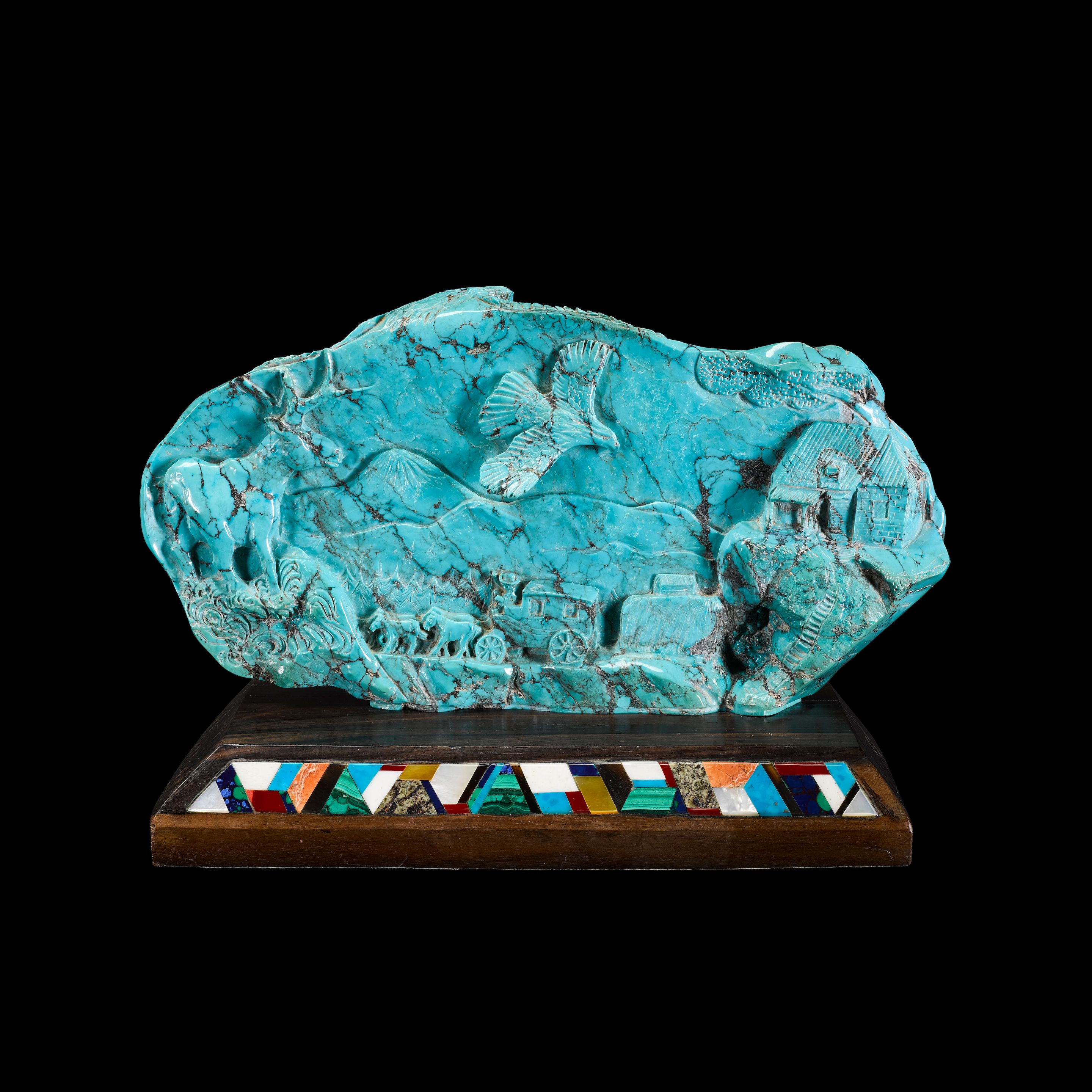 Bonhams : Rare and Impressive Double-sided Turquoise Carving on ...