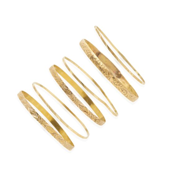 Bonhams : Group of Six Gold Bangles