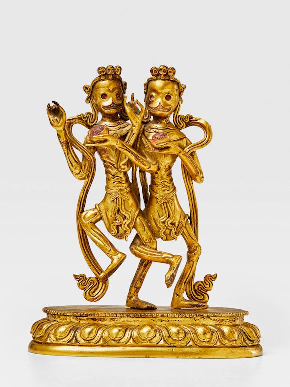 Bonhams : A GILT COPPER ALLOY FIGURE OF CHITIPATI QING DYNASTY, 18TH ...