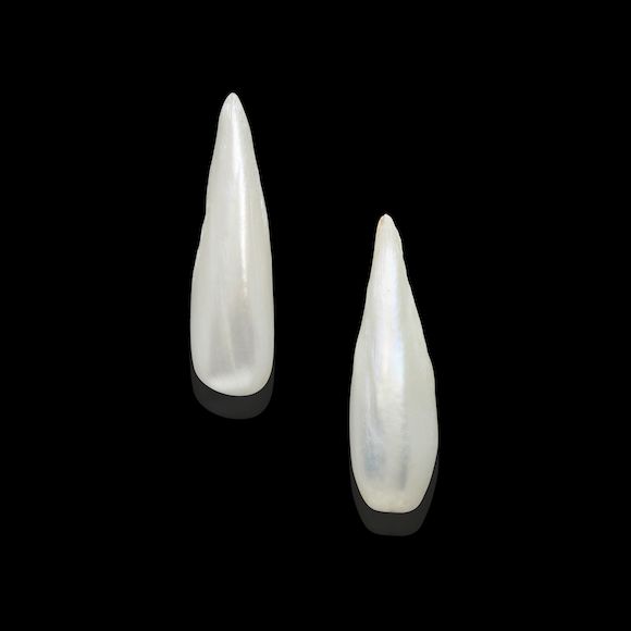 Bonhams : Two Matching American Natural Wing Pearls