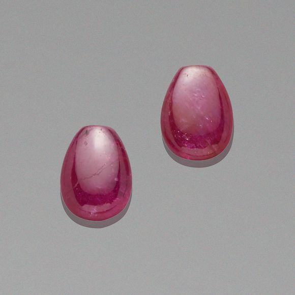 Bonhams : Two Drop-shaped Rubies