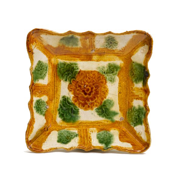 Bonhams : A sancai glazed molded dish Liao dynasty