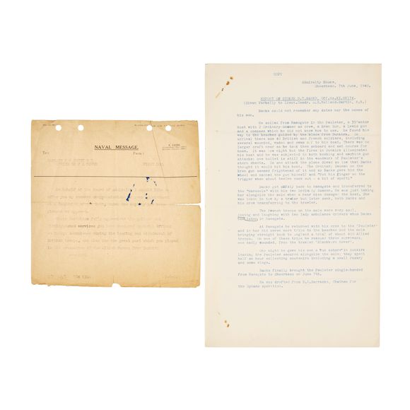Bonhams : WORLD WAR II, MEDITERRANEAN THEATER: BRITISH NAVAL MESSAGES ...