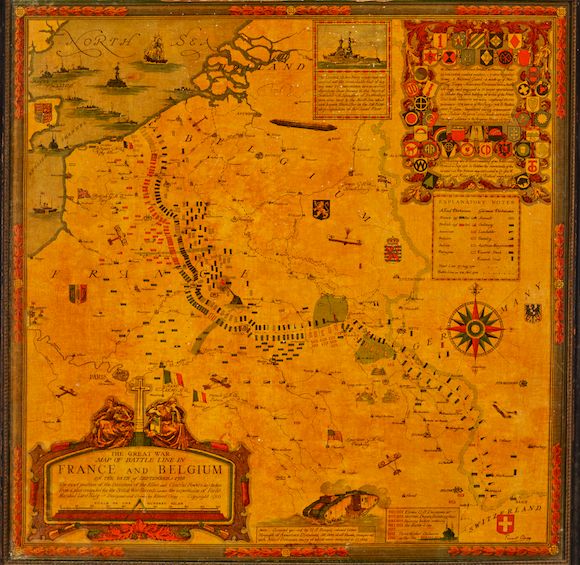 Bonhams : WORLD WAR I: WESTERN FRONT SITUATION MAP. Clegg, Ernest. 1876 ...