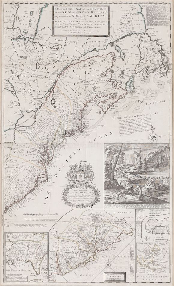 Bonhams : MOLL, HERMAN. 1654-1732. A New and Exact Map of the Dominions ...