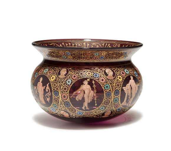 Bonhams : Venetian Byzantine Revival Vasecirca 1890ruby glass decorated ...