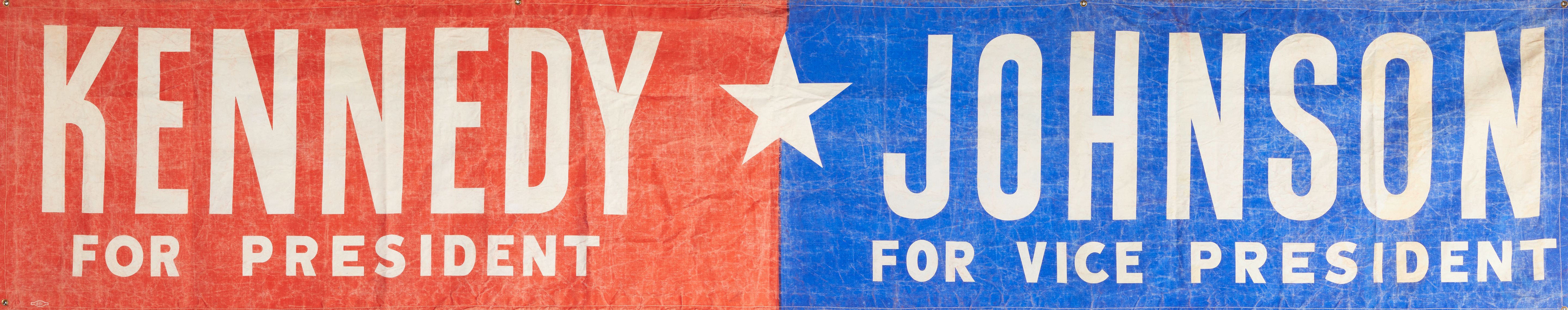 Bonhams : KENNEDY/JOHNSON PRESIDENTIAL CAMPAIGN RALLY BANNER. Enormous ...