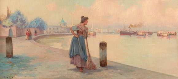 Bonhams : Rudolph Andriz (Dutch, 19th/20th Century) Awaiting the return ...