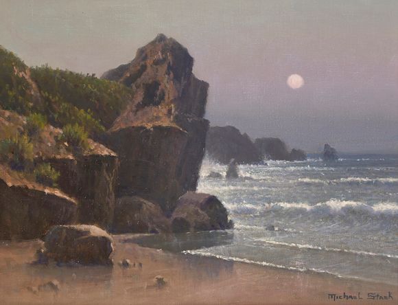 Bonhams : Michael Stack (born 1947) Moonlight at Big Sur 14 x 18in ...