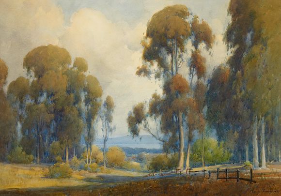 Bonhams : Percy Gray (1869-1952) Eucalyptus landscape 19 x 27in framed ...