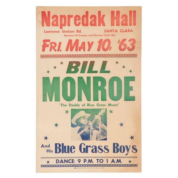 Bonhams : A Bill Monroe and his Blue Grass Boys concert poster 1963