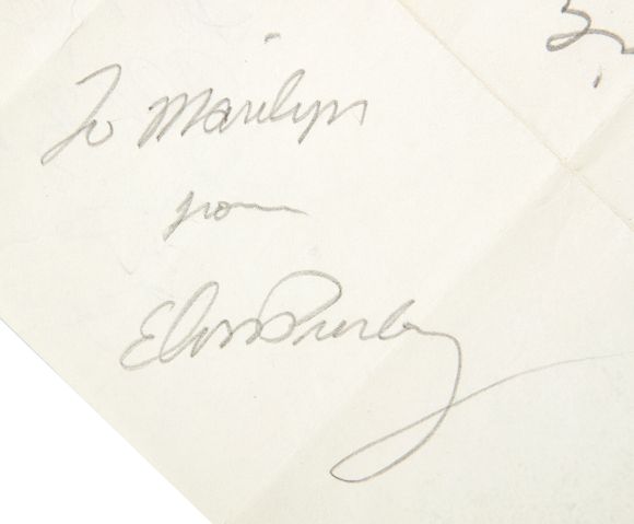 Bonhams : An Elvis Presley signed script cover 1956