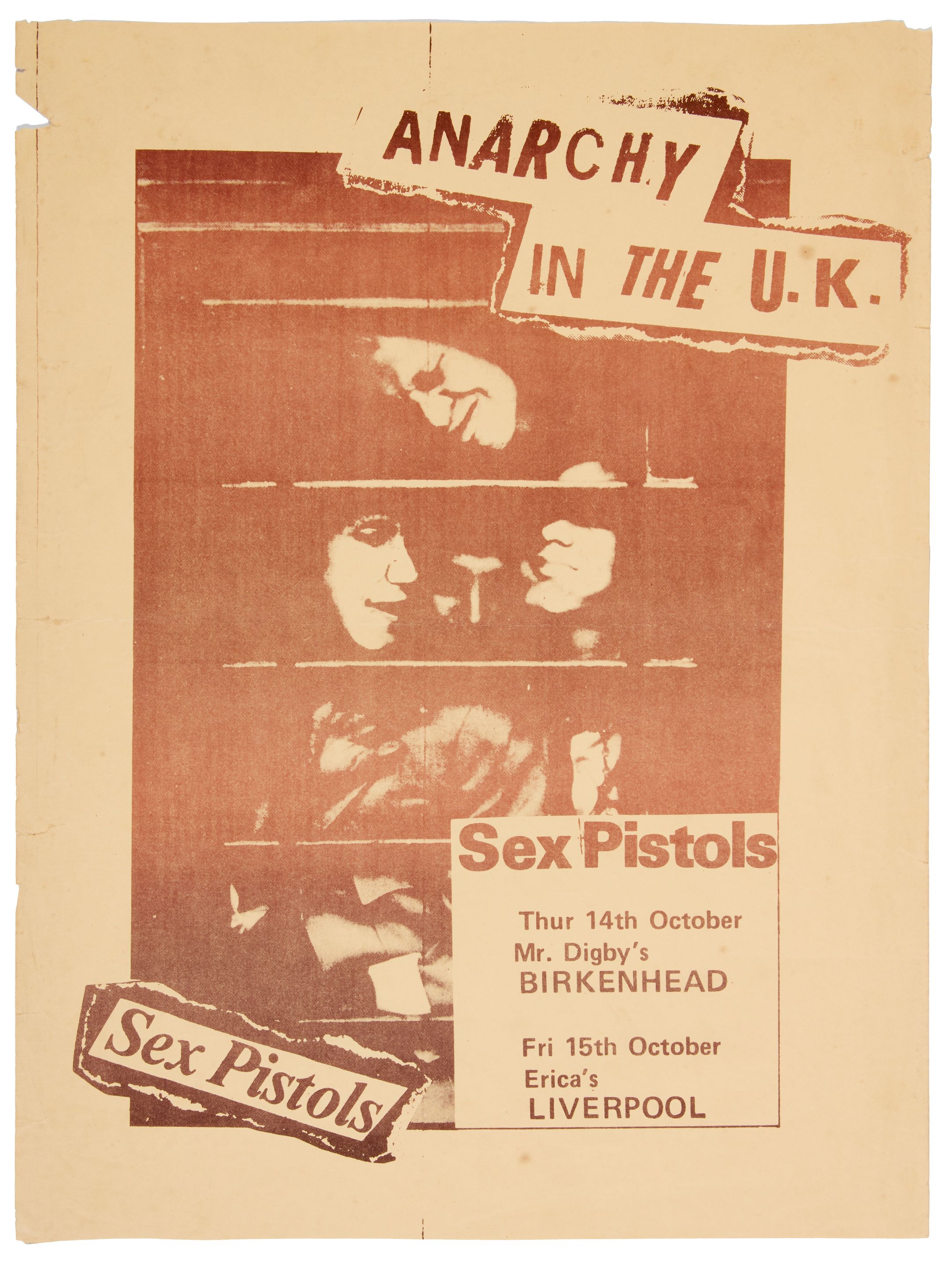 Bonhams : A rare Anarchy In The UK tour poster for two Sex Pistols ...