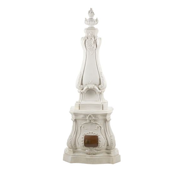 Bonhams : A French Rococo Style White Glazed Ceramic Oven 19th century