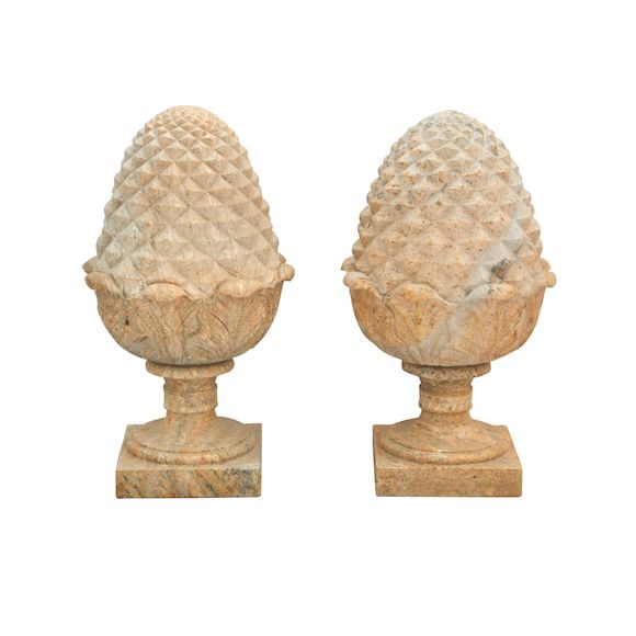 Bonhams : A pair of granite garden finials