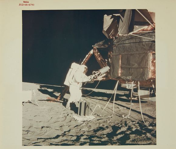 Bonhams : APOLLO 12 NASA "RED NUMBER" PHOTOGRAPHS 2 Color photographs, 8 x 10 inches, 1969, with ...