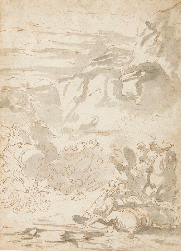 Bonhams : Salvator Rosa (Italian, 1615-1673) A study for fighting ...