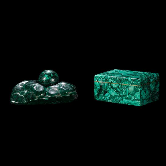 Bonhams : Three Malachite Objects