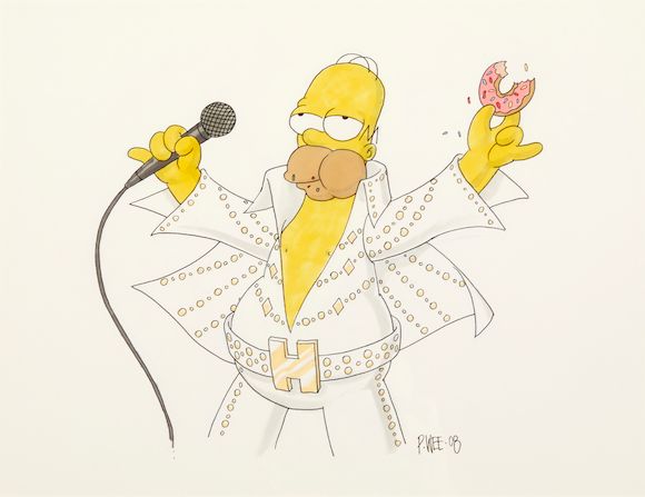 Bonhams : A Paul Wee original illustration of Homer Simpson as Elvis ...