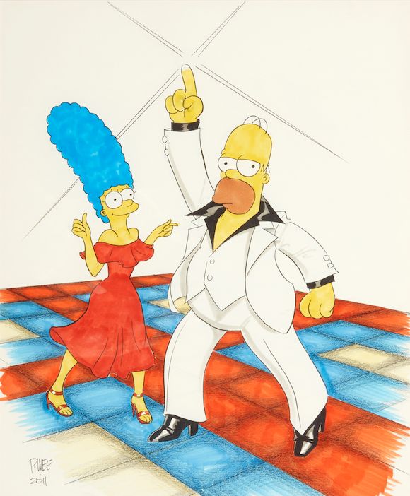 Bonhams : A Paul Wee original illustration of Homer Simpson and Marge ...