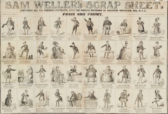 Bonhams : PICKWICKIAN CHARACTERS. Sam Weller's Scrap Sheet, Containing ...