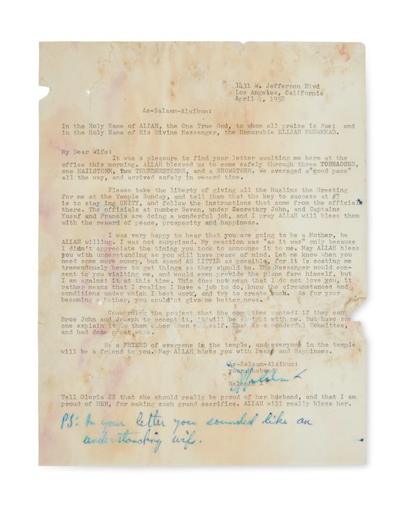 Bonhams : MALCOLM X. 1925-1965. Typed Letter Signed ("Malcolm X") to ...