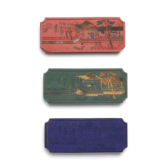 Bonhams : Three molded ink cakes Qing dynasty