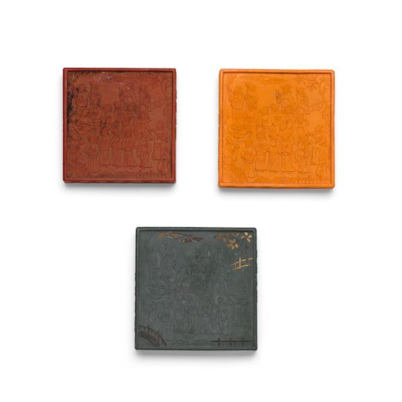Bonhams : Three molded ink cakes 18th/19th century