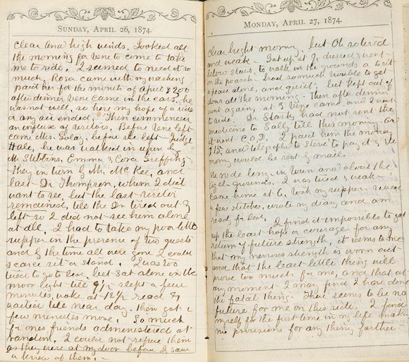 Bonhams : CLARA BARTON'S DIARY FROM 1874-75. Autograph Manuscript ...