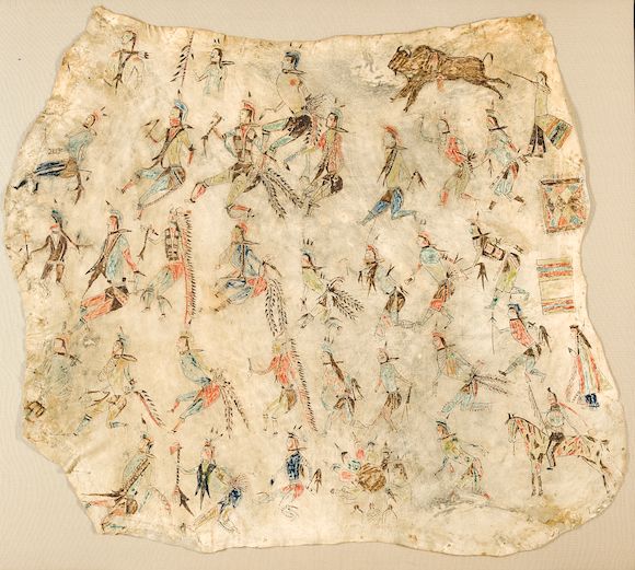 Bonhams : A Hethuska Society painted hide
