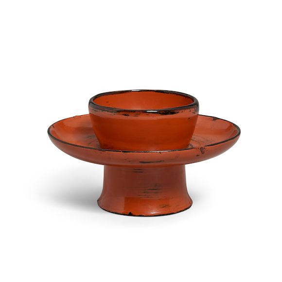 Bonhams : A Negoro lacquer cup stand, tenmoku dai Edo period (1615-1868 ...