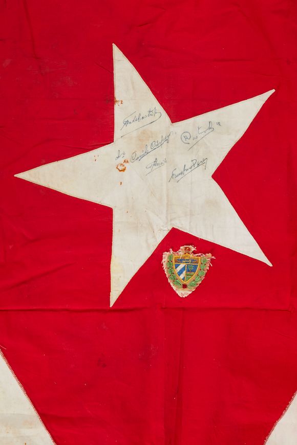Bonhams : CUBAN REVOLUTION: NATIONAL CUBAN FLAG SIGNED BY FIDEL AND ...