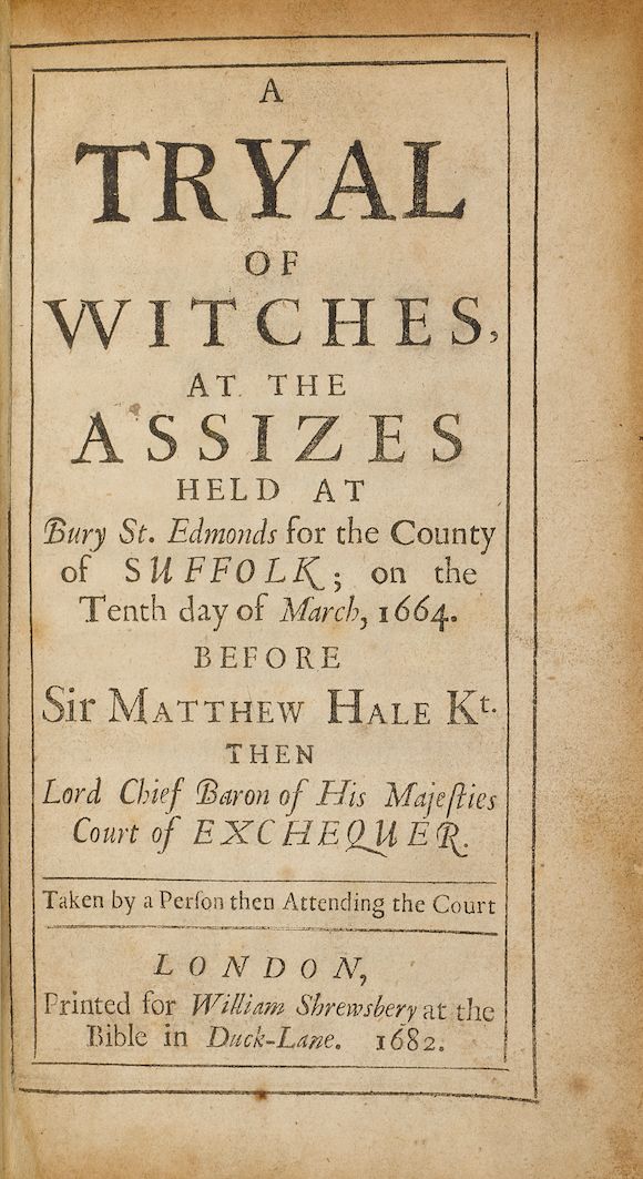 Bonhams : BURY ST. EDMUNDS WITCH TRIALS, 1662. A Tryal of Witches, at ...