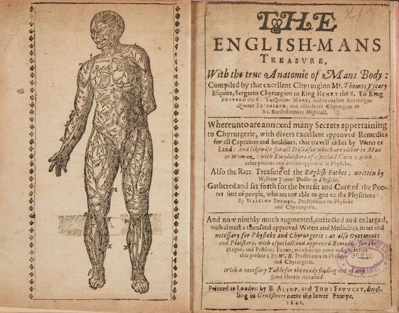 Bonhams : VICARY, THOMAS. C.1490—1561/2. The English-mans Treasure ...