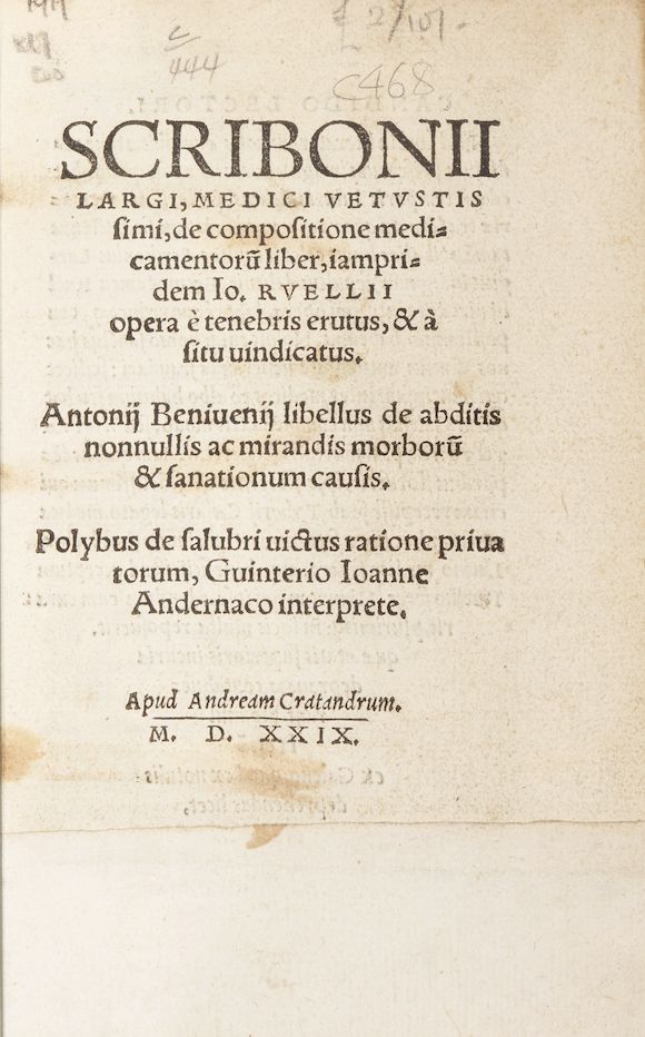 Bonhams : SCRIBONIUS LARGUS. Fl. C A.D. 40-50. De compositione ...