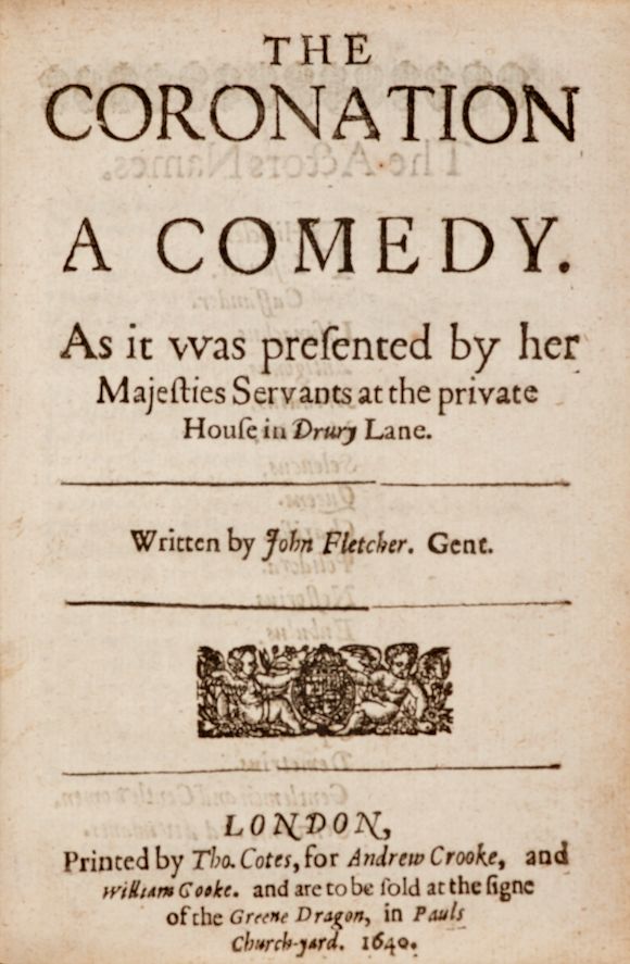 Bonhams : [SHIRLEY, JAMES. 1596-1666.] The Coronation. A Comedy. As it ...