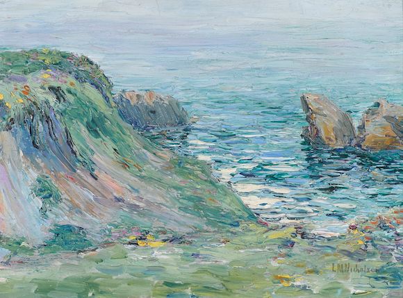 Bonhams : Lillie May Nicholson (1884-1964) Colorful Precipice on Left ...