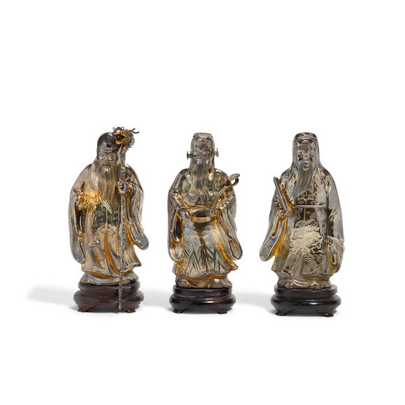 Bonhams : Three silver figures depicting the Three Star Gods Late Qing ...