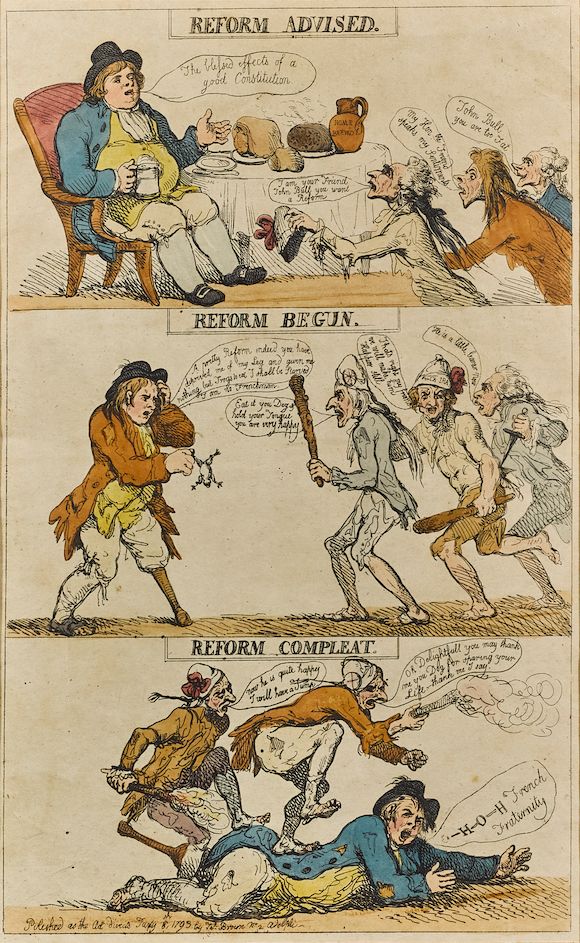 Bonhams : 18TH CENTURY TORY CARTOONS: GILLRAY, ROWLANDSON, CRUIKSHANK ...
