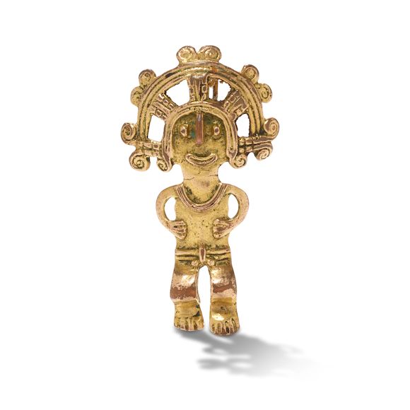 Bonhams : Quimbaya Gold Figural Pendant, Colombia, ca. A.D. 500-1000