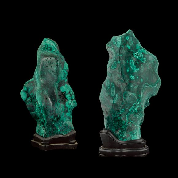 Bonhams : Two very large malachite specimens