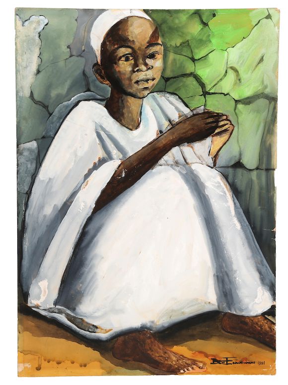 Bonhams : Benedict Chukwukadibia Enwonwu M.B.E (Nigerian, 1917-1994) Hausa Boy 21 1/4 x 15in (54 ...