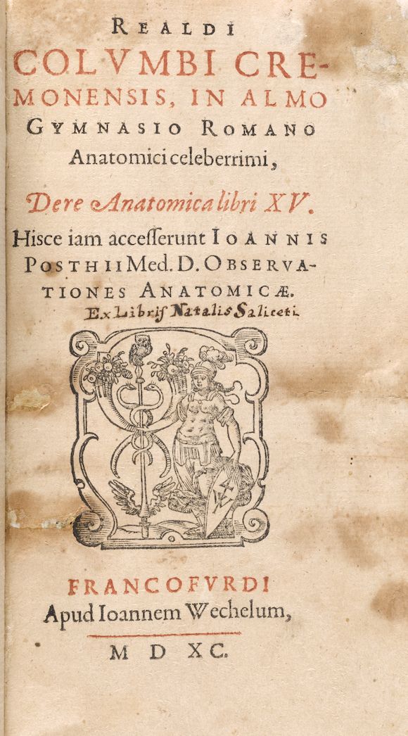 Bonhams : COLOMBO, MATTEO REALDO. C.1515-1559. De re anatomica libri XV ...