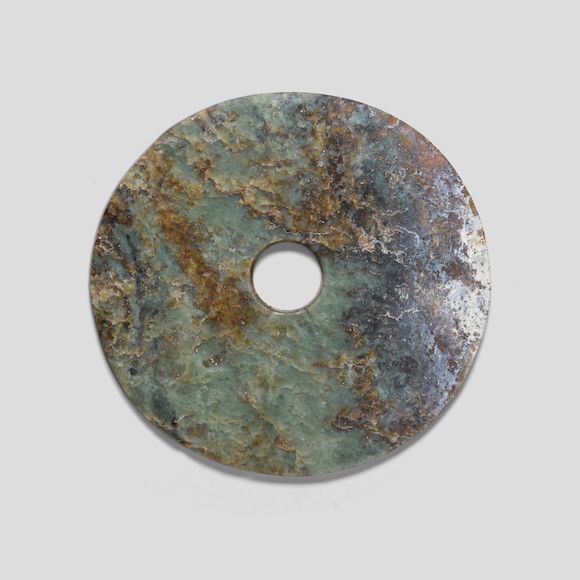 Bonhams : A Neolithic style jade bi disc
