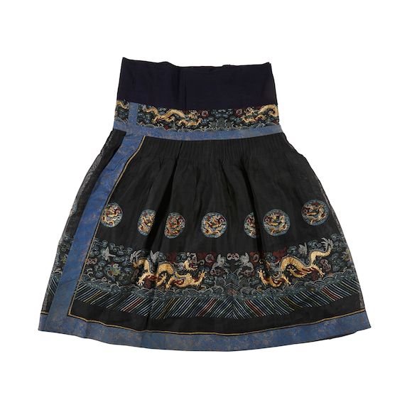 Bonhams : A black ground silk gauze chaofu skirt Late Qing dynasty
