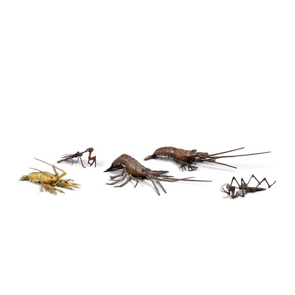 Bonhams : A group of five articulated models of crustaceans and insects ...