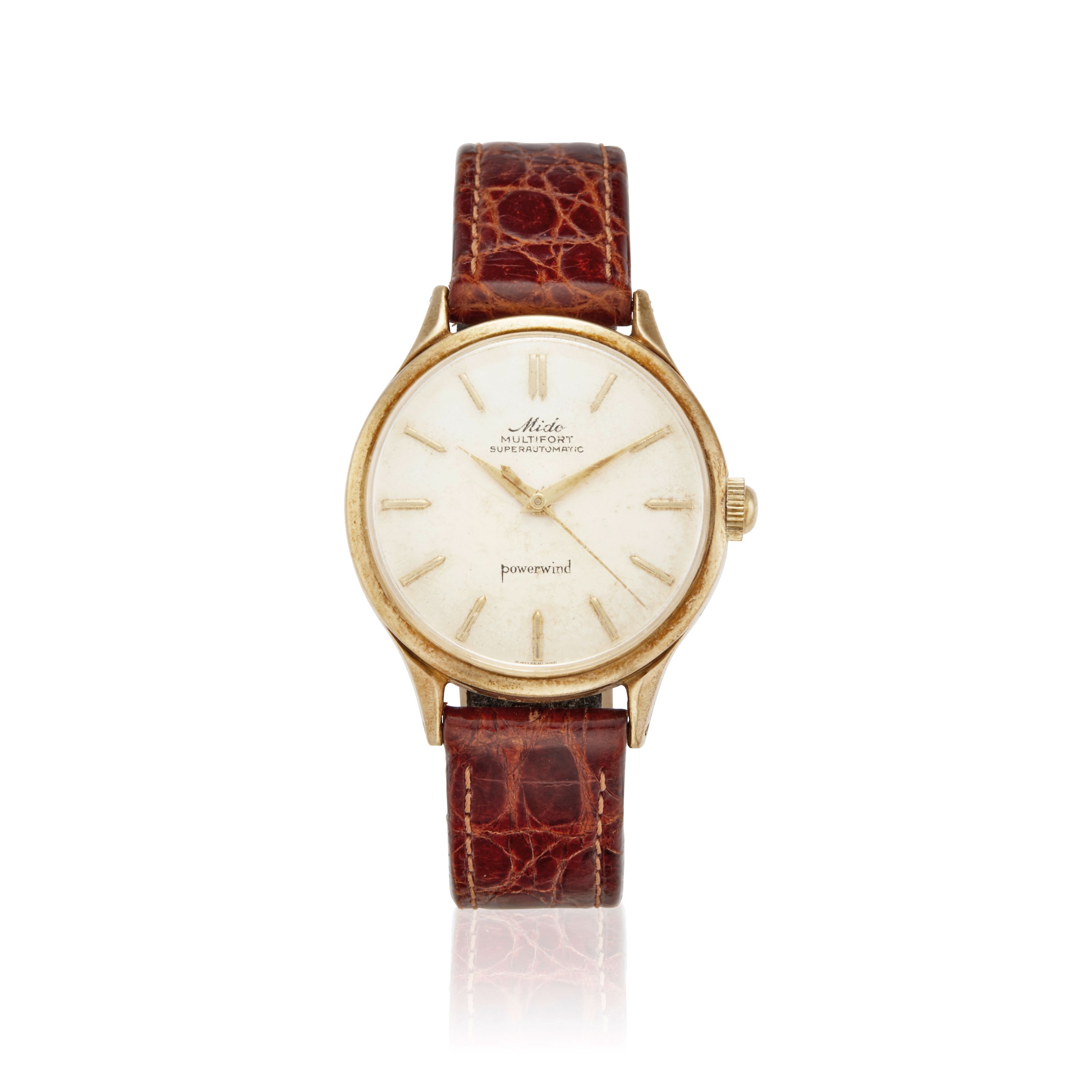 Bonhams : MIDO. A 14K GOLD AUTOMATIC WRISTWATCH Multifort ...