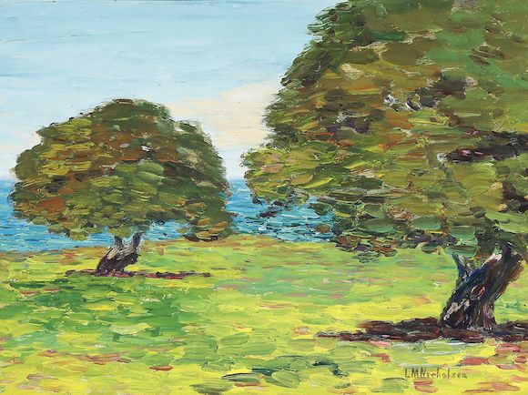 Bonhams : Lillie May Nicholson (1884-1964) Oak Trees, Pacific Grove 12 ...